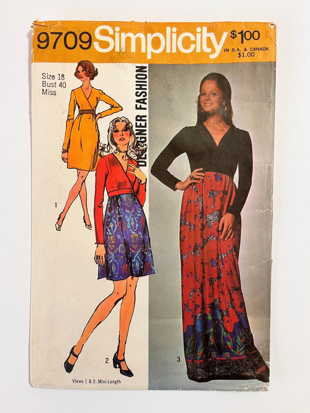 Simplicity 9709 bust 38-40 1971 70s 1970s Vintage - Etsy