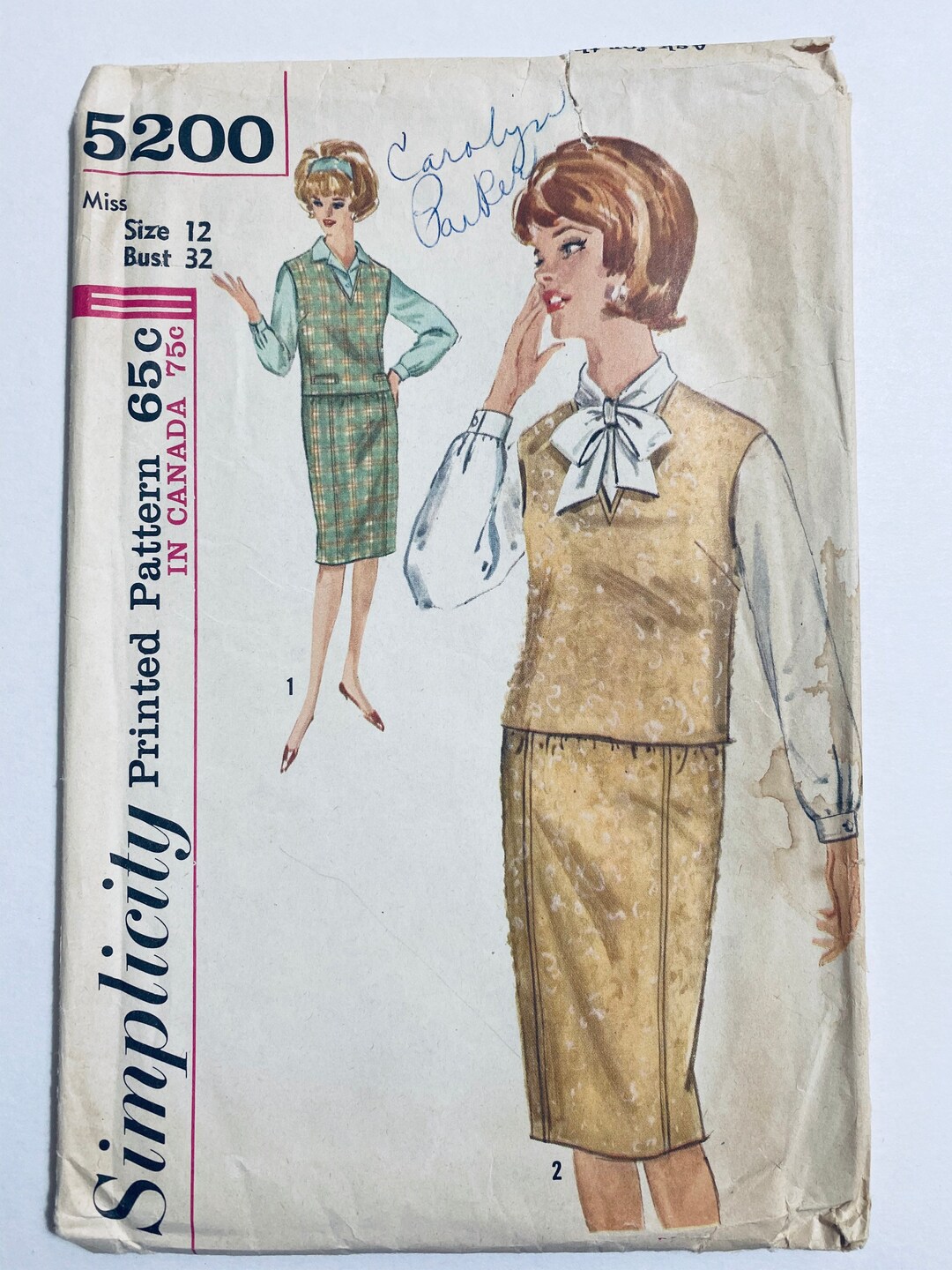 Simplicity 5200 bust 32 B32 vintage 1960s Sewing Pattern 60s Sewing ...