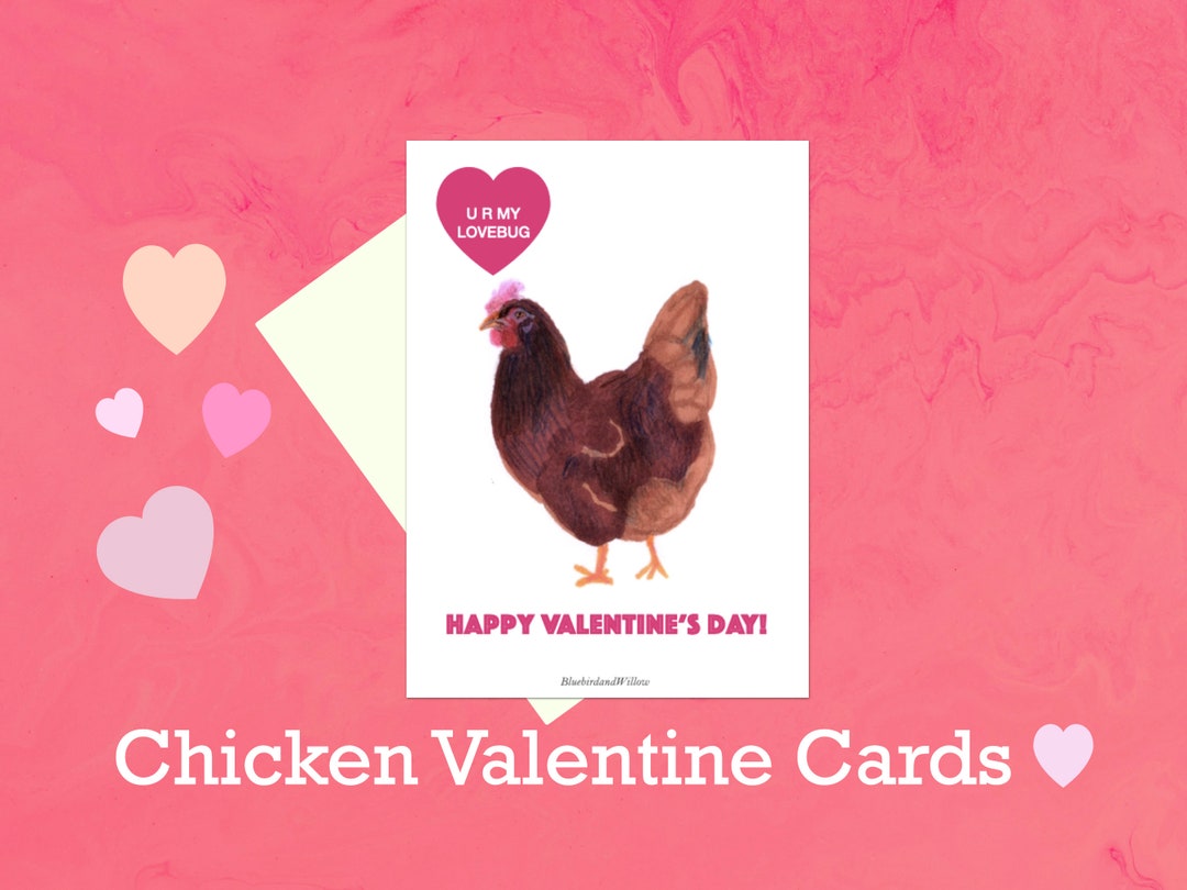 Chicken Valentine's Card - Etsy