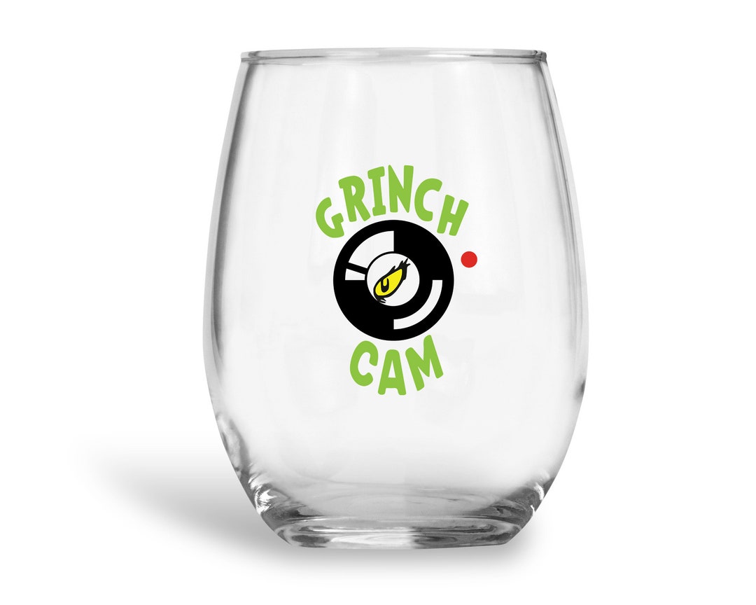 Grinch Cam Holiday Wine Monitor Glass Set Christmas Stemless - Etsy