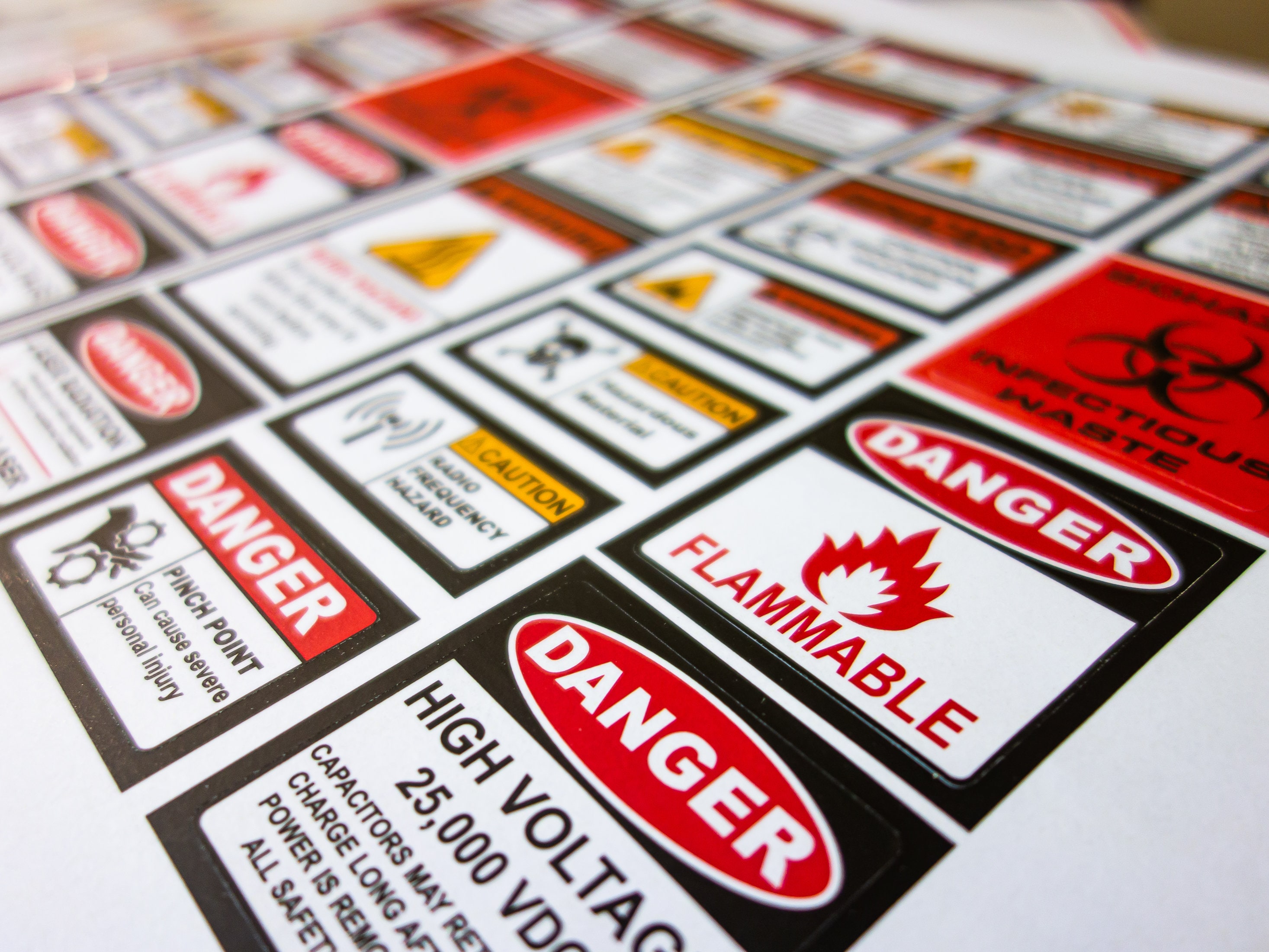 Warning sign decal sheet caution stickers danger signs decal | Etsy