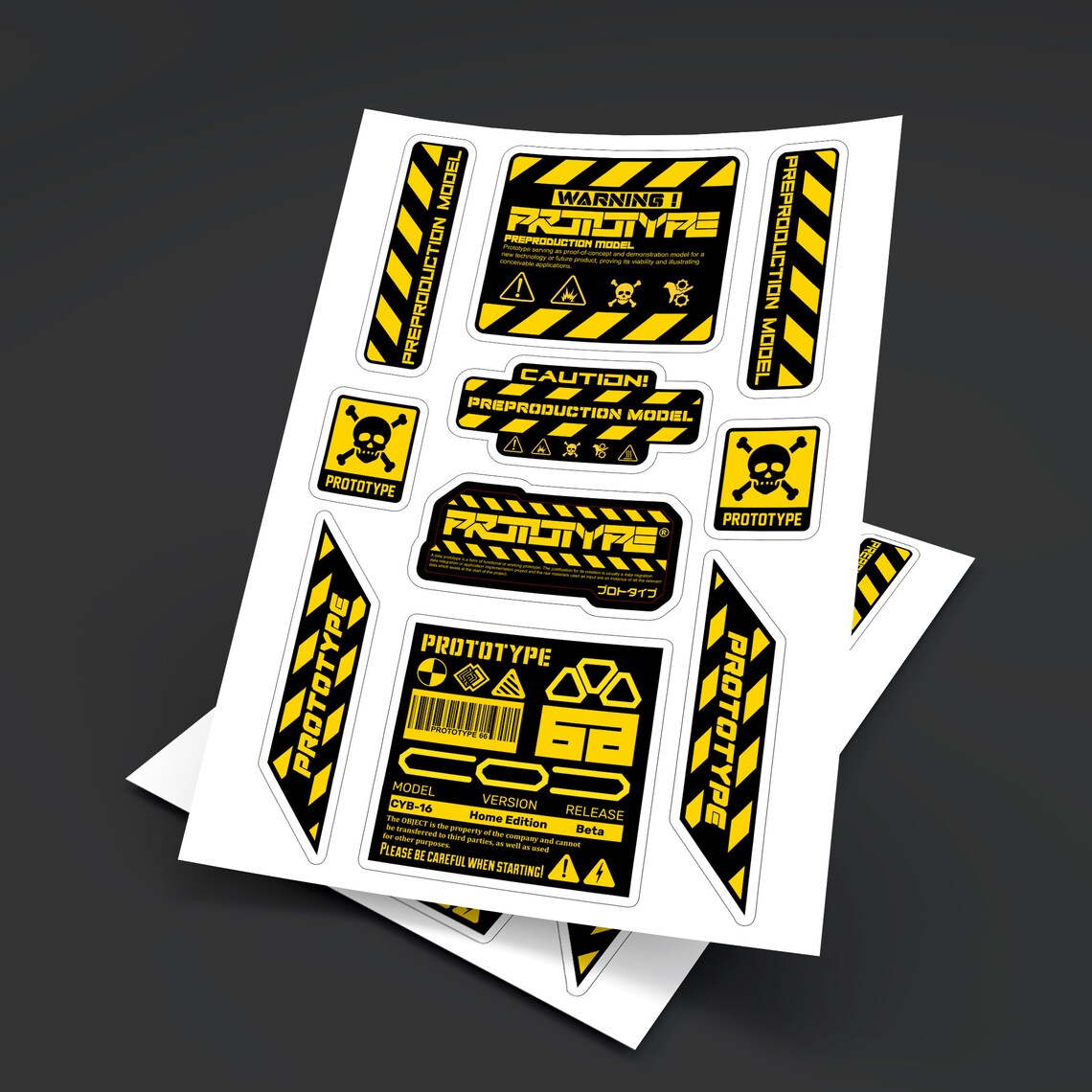 Prototype Sticker Pack Sheet. Vinyl Decals for Cosplay Tech | Etsy