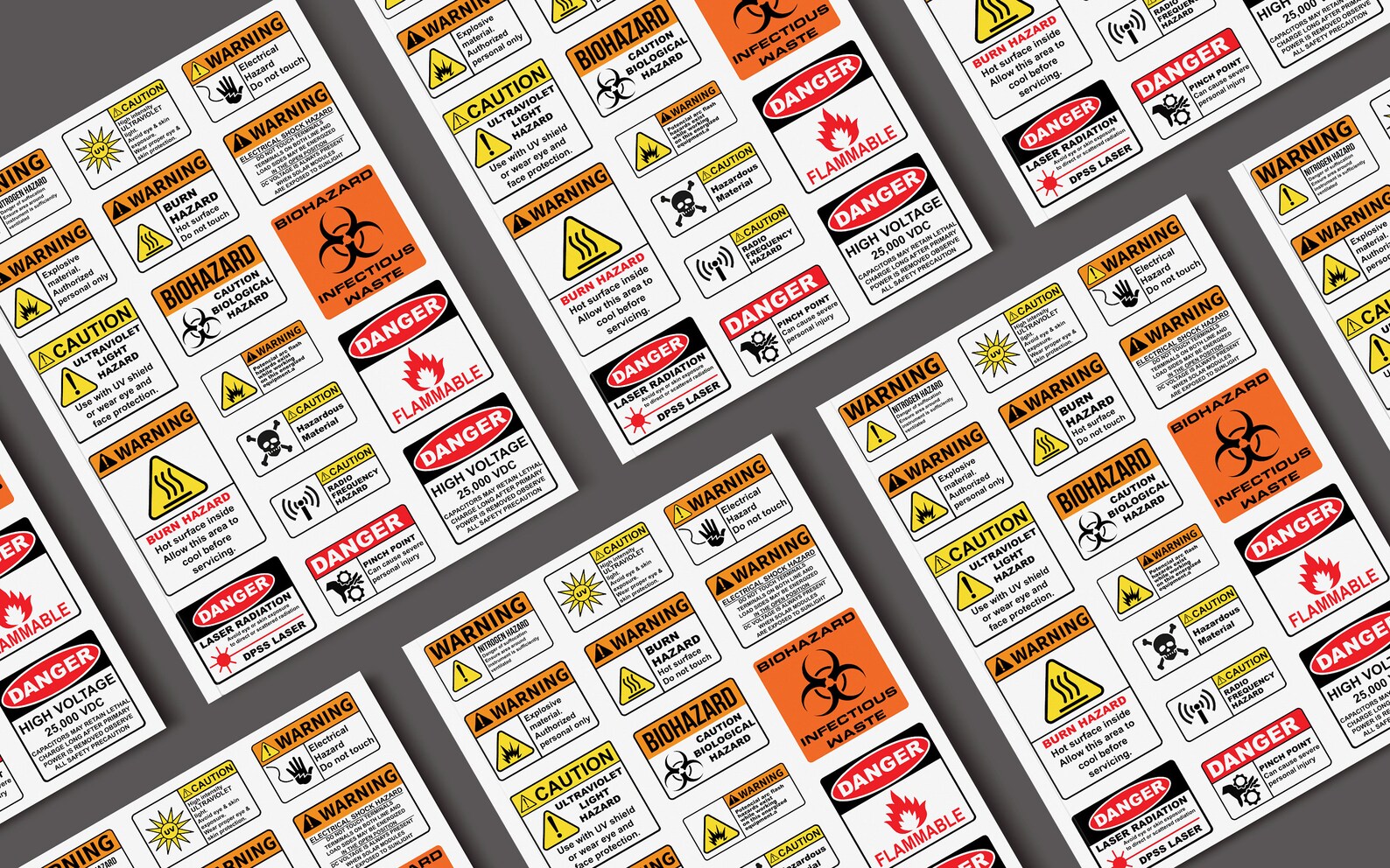 Warning sign decal sheet caution stickers danger signs decal | Etsy