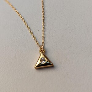 Triangle Gold Plated Cubic Zirconia Pendant, Gold Filled Chain Necklace ...