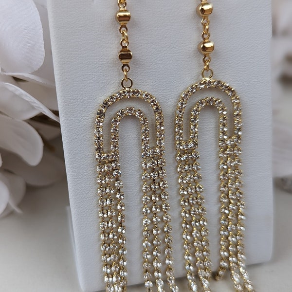 Crystal Chain Earrings - Etsy