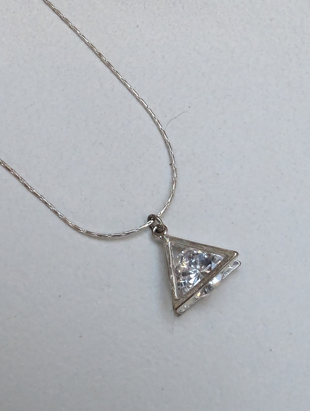 Triangle Cubic Zirconia Gold Chain Necklace - Micro Pave Charm Necklace ...