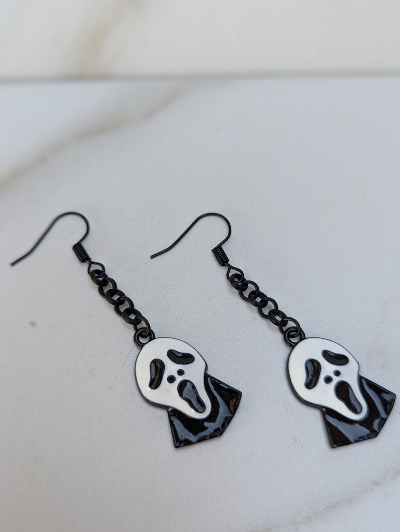 Scream Dangle Earrings Enamel Ghost Face Scary Mask Charm Halloween ...