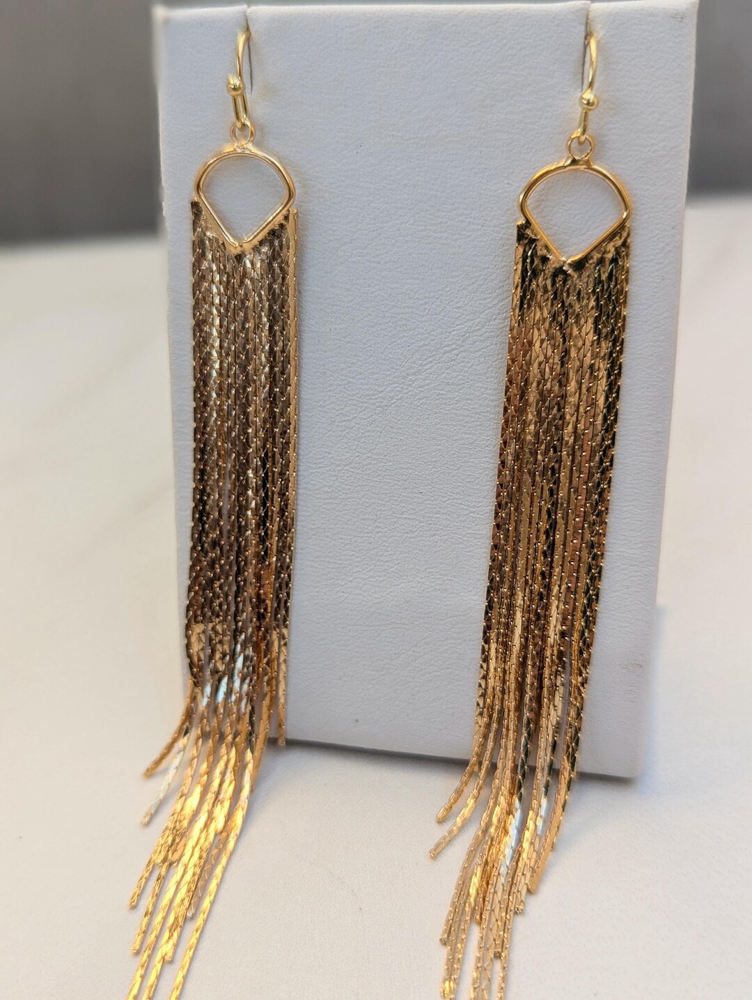 Gold Fringe Earrings, Long Gold Tassel Statement Earrings, Metallic ...