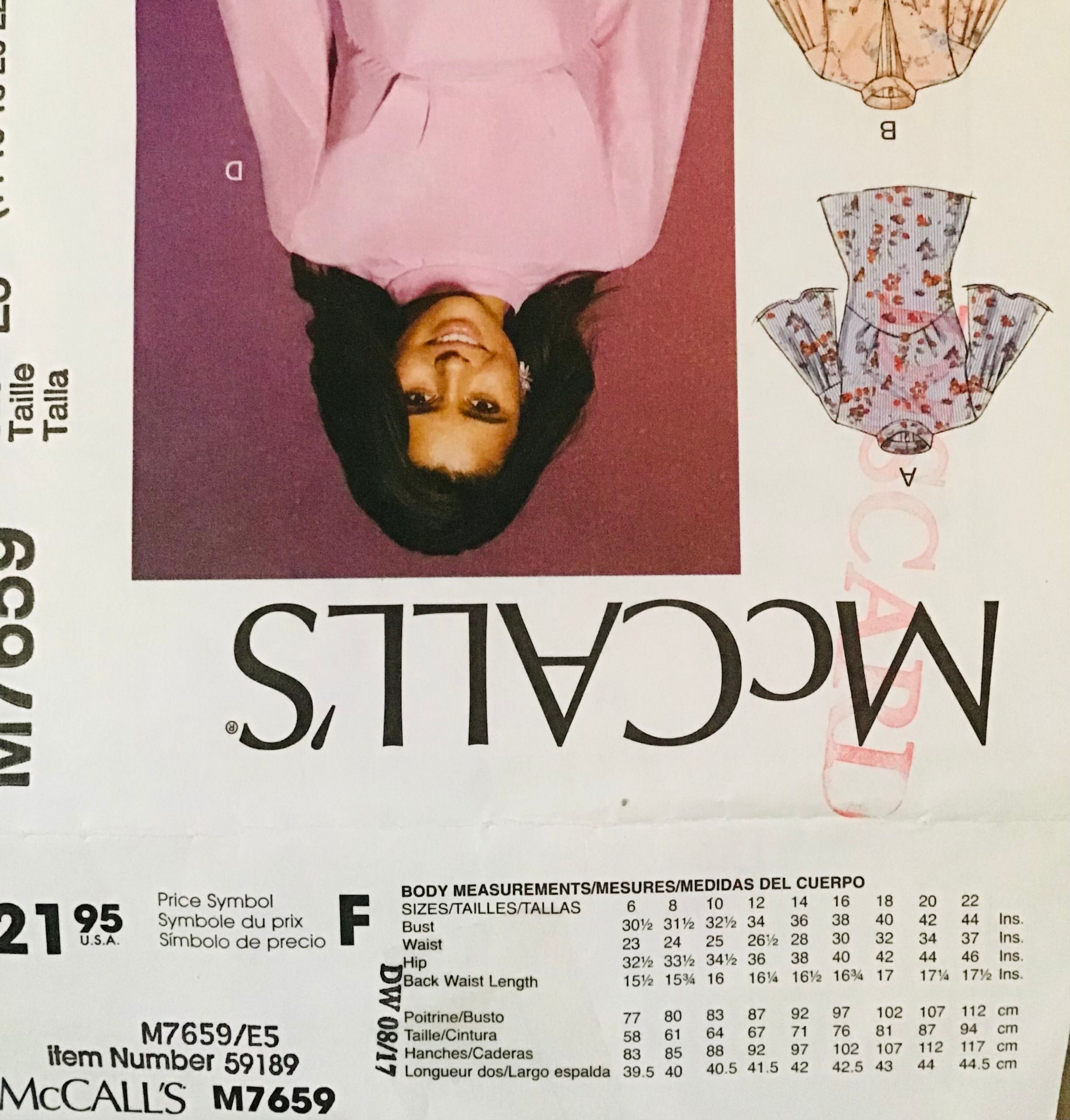 Sewing Pattern Mccall’s 7659 Laura Ashley Women's Fitted Tops Size 14 ...