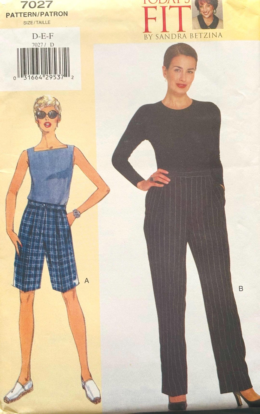 Sewing Pattern Vogue 7027 Sandra Betzina Women's Straight Legged Lined ...