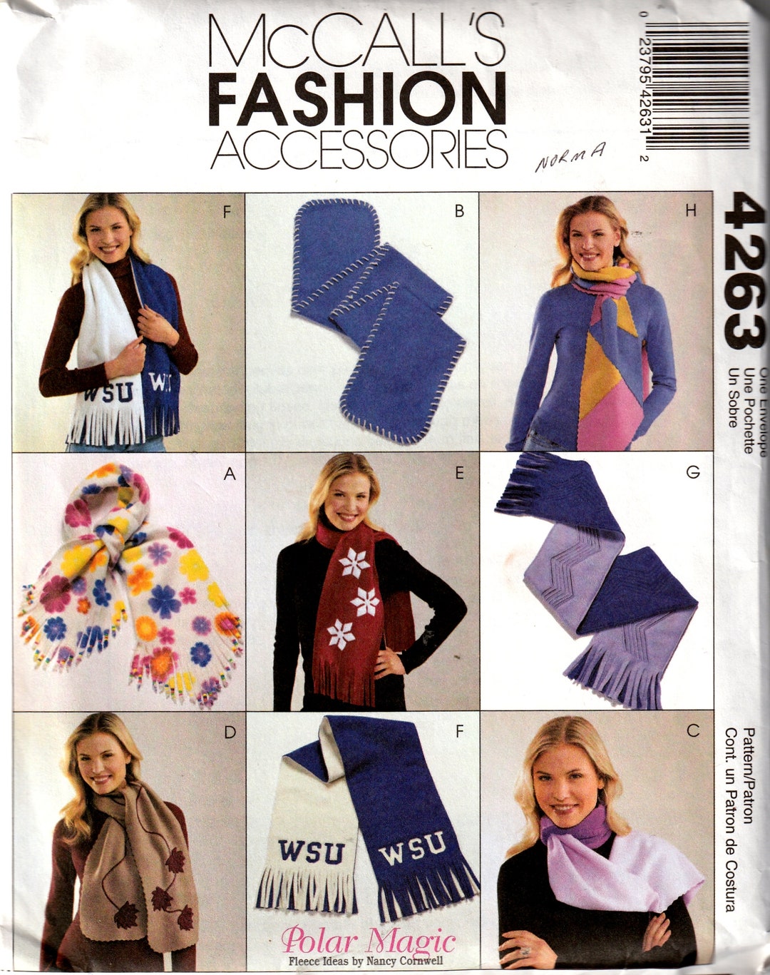 Sewing Pattern Mccalls 4263 Fleece Scarves, One Envelope, Uncut - Etsy
