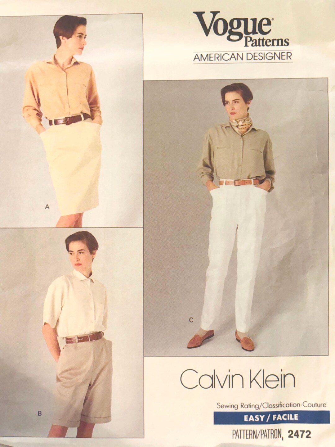 Sewing Pattern Vogue 2472 Calvin Klein Women’s Skirt, Shorts & Pants ...