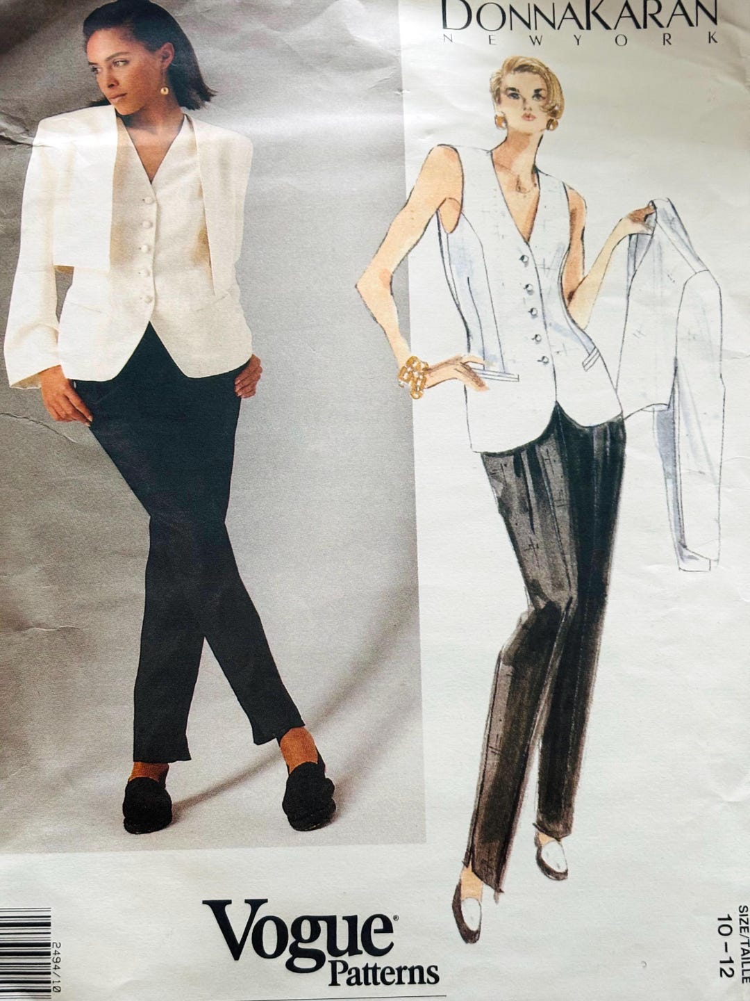 Sewing Pattern Donna Karan Vogue 2494 Women’s Loose-fitting Jacket Vest ...