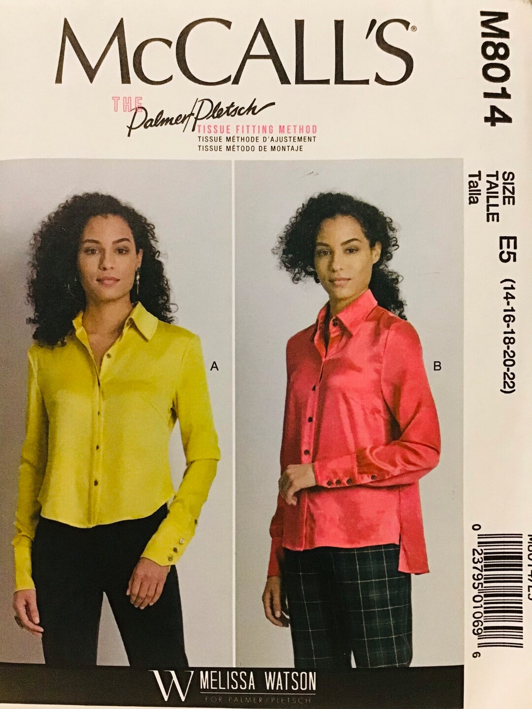 Sewing Pattern Mccall’s 8014 Palmer Pletsch Women's Close-fitting Shirt ...