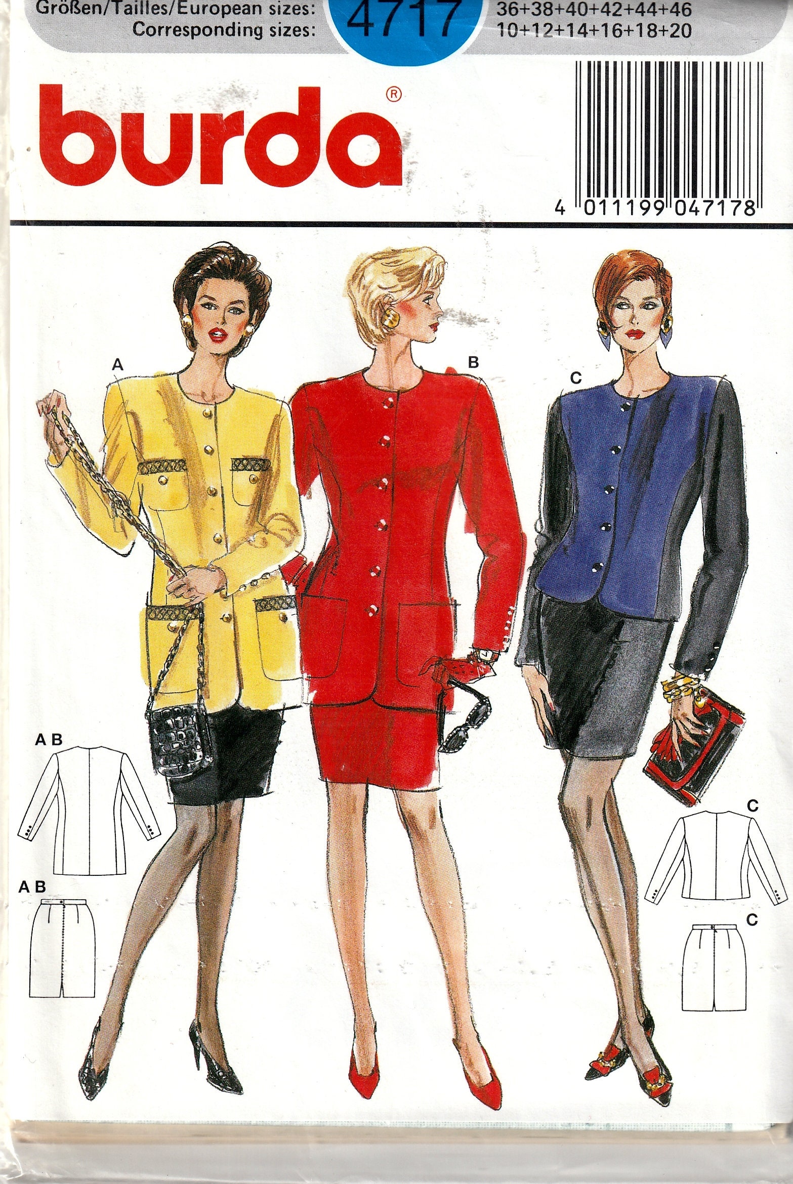 Sewing Pattern Burda 4717 Vintage Women's Outfits Size - Etsy