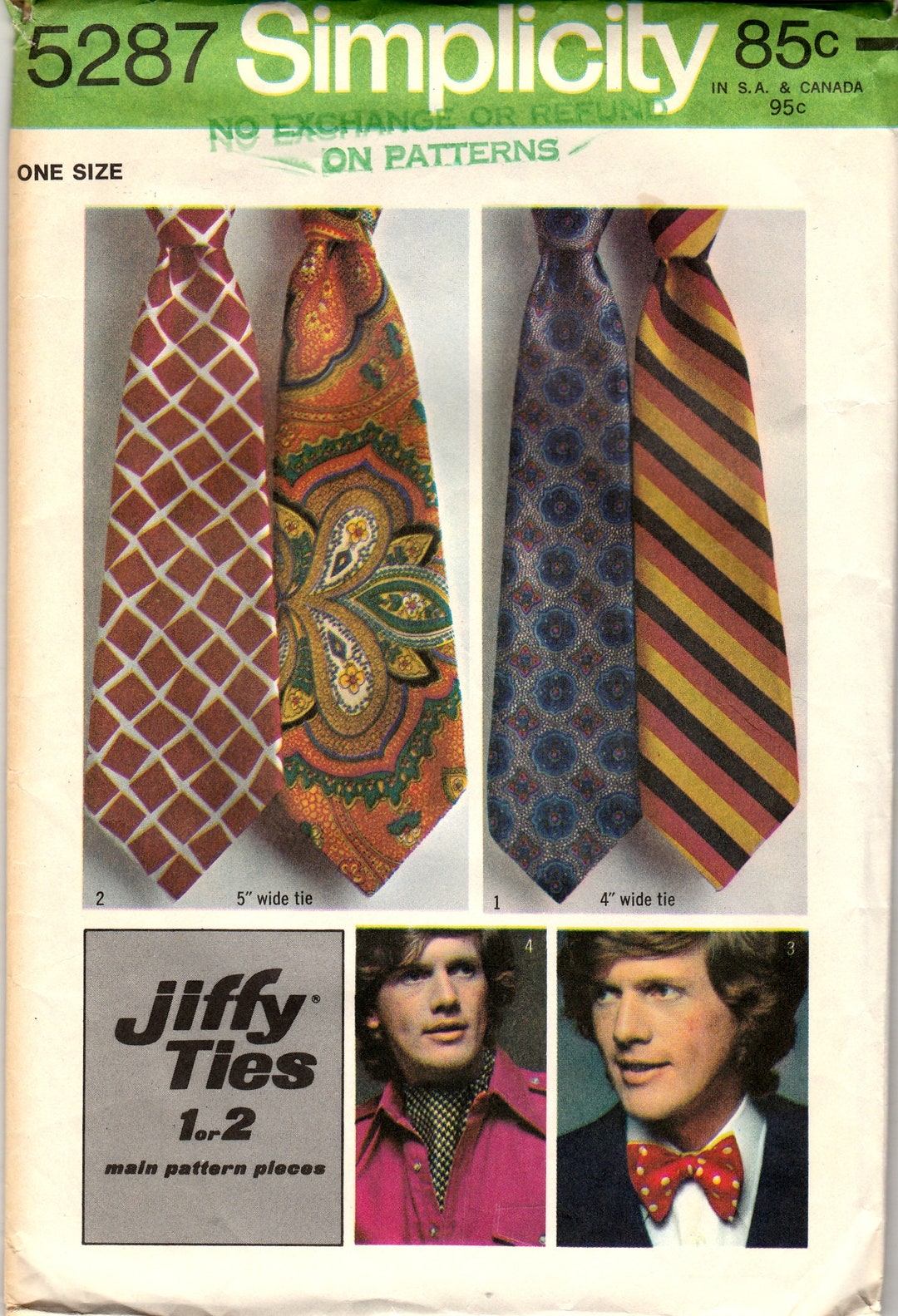 Sewing Pattern Simplicity 5287 Jiffy Ties, One Size, Uncut - Etsy