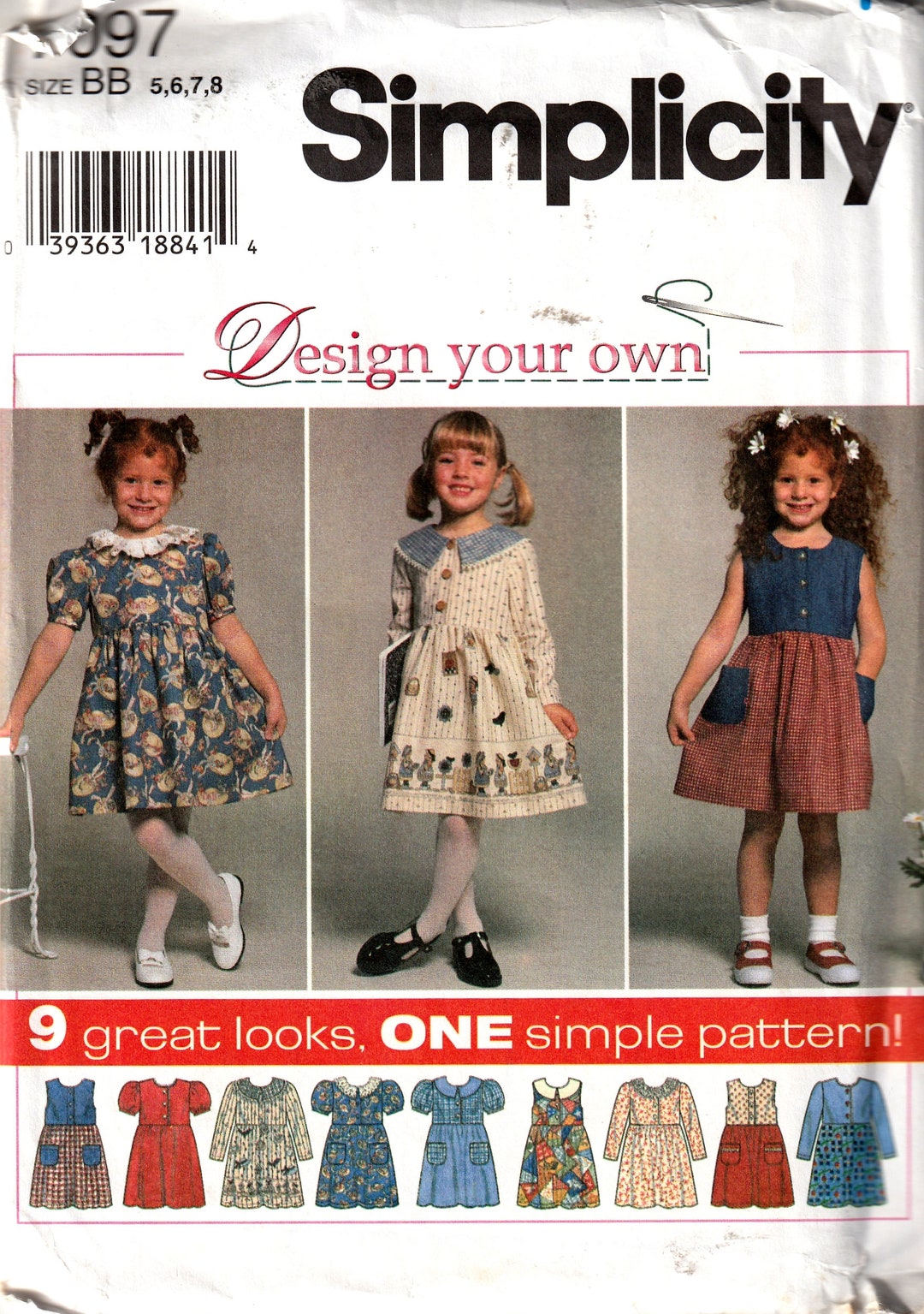 Sewing Pattern Simplicity 7097 Vintage Children's Dress, Size 5-8 ...