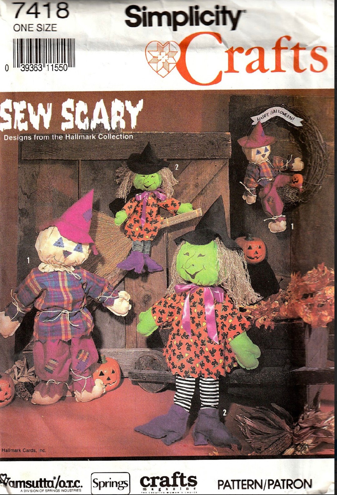 Sewing Pattern Simplicity 7418 Scarecrow & Witch Decorations, OS, Uncut ...