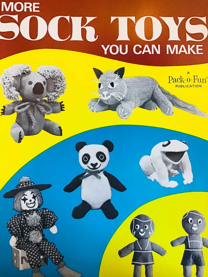 More Sock Toys Pattern Book Pack O Fun 1974 Koala Panda Bear Polar Fish ...