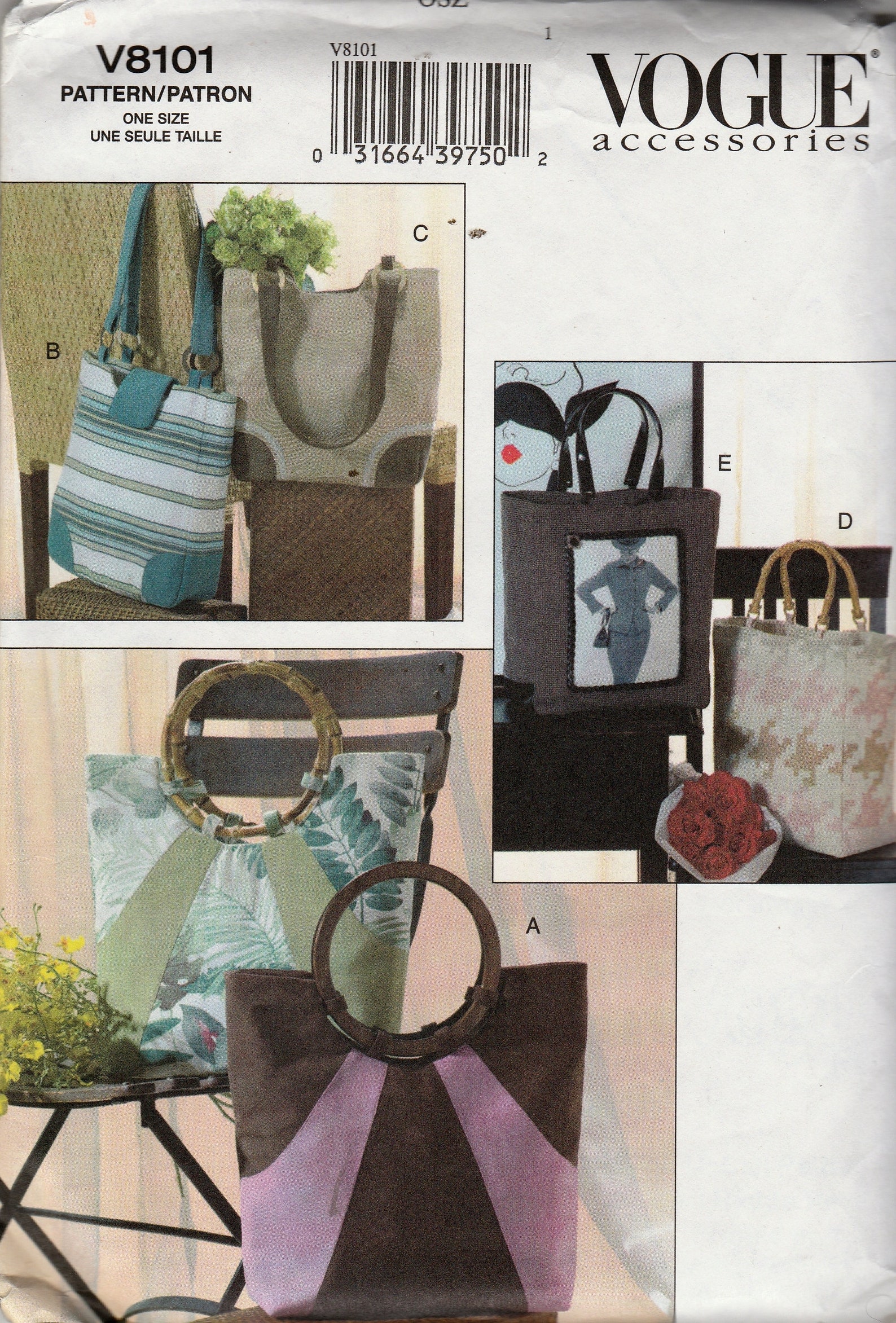 Sewing Pattern Vogue V8101 Totes Set, One Size, Uncut - Etsy