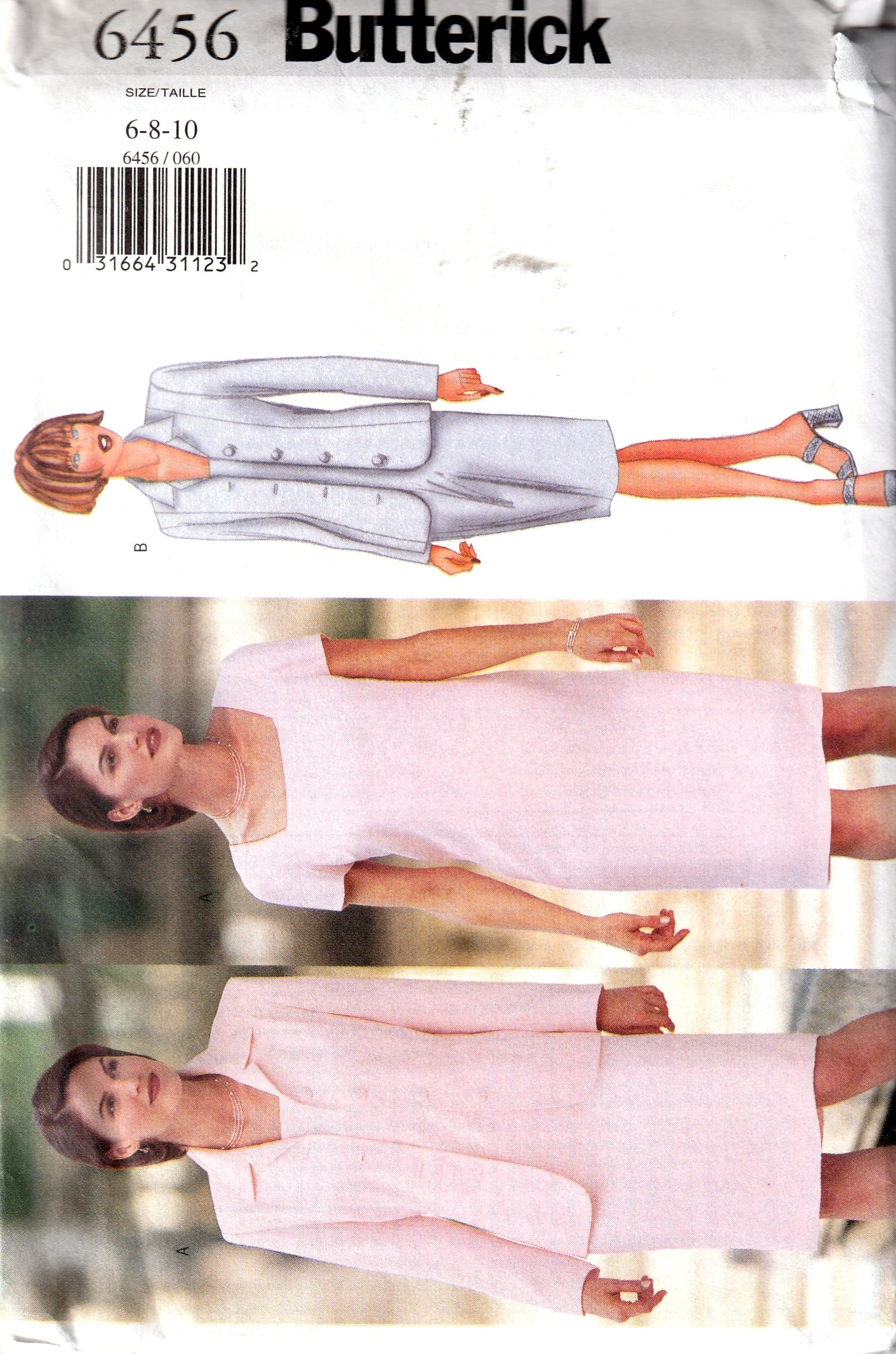 Sewing Pattern Butterick 6456 Women's Jacket & Dress, Size 6,8,10 ...