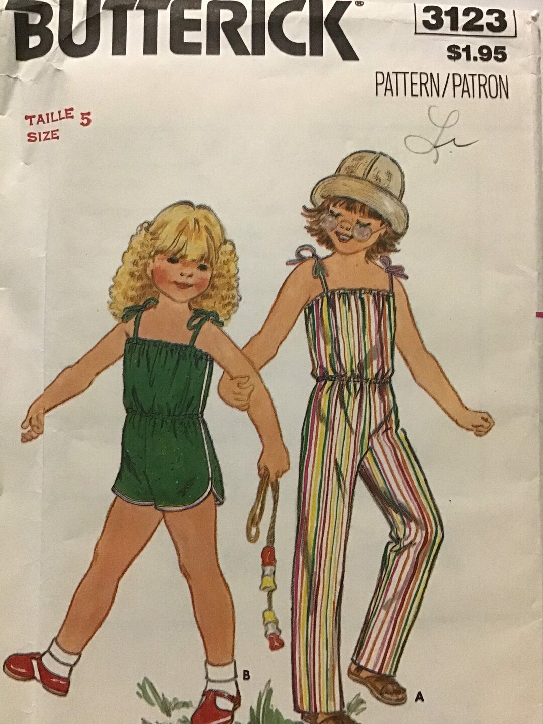 Sewing Pattern Butterick 3123 Girls' Jumpsuit - Size 5 - Uncut Factory ...
