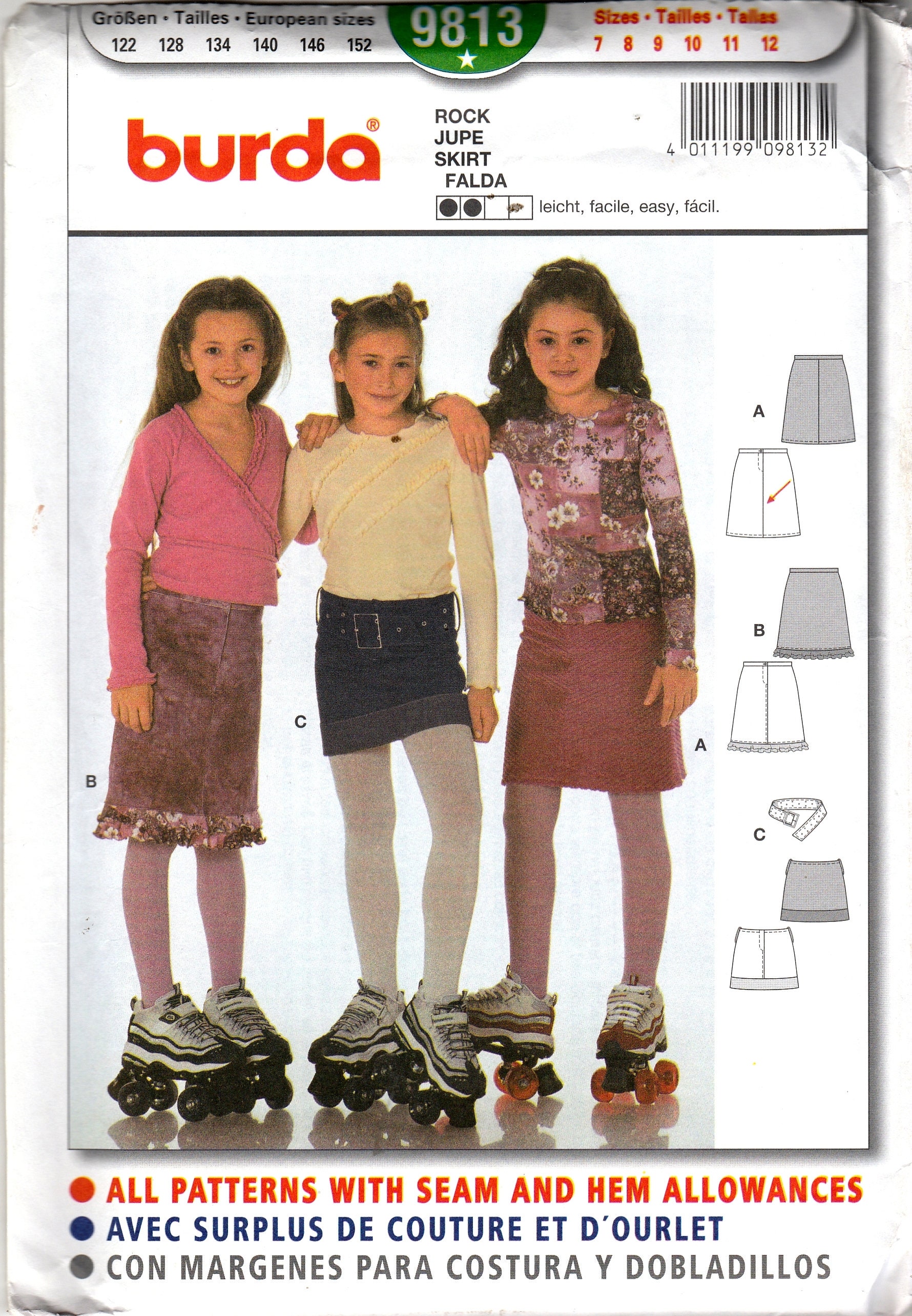 Sewing Pattern Burda 9813 Girls' Skirt, Size 7-12, Uncut - Etsy