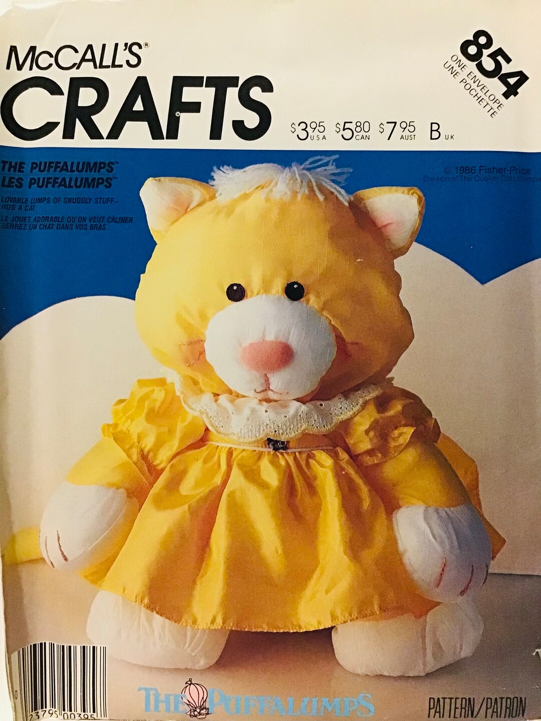 Sewing Pattern Mccalls 854 3016 Cat Puffalump, Uncut - Etsy