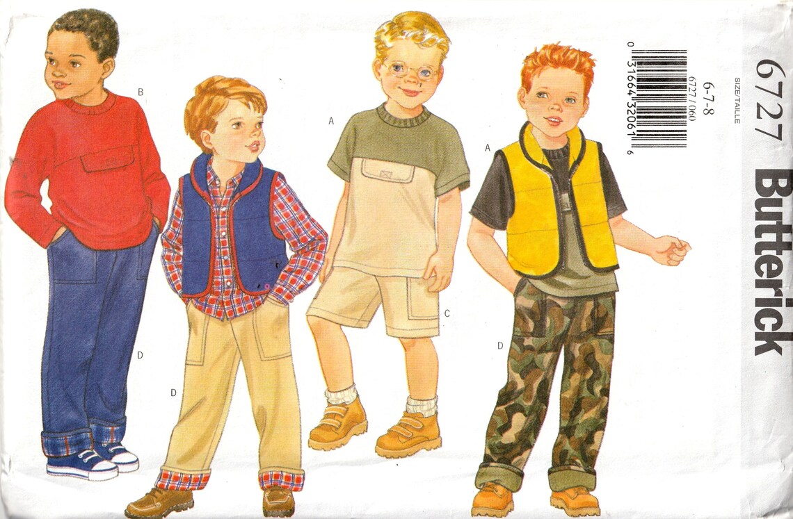 Sewing Pattern Butterick 6727 Vintage Children's Outfits, Size 6-8 ...