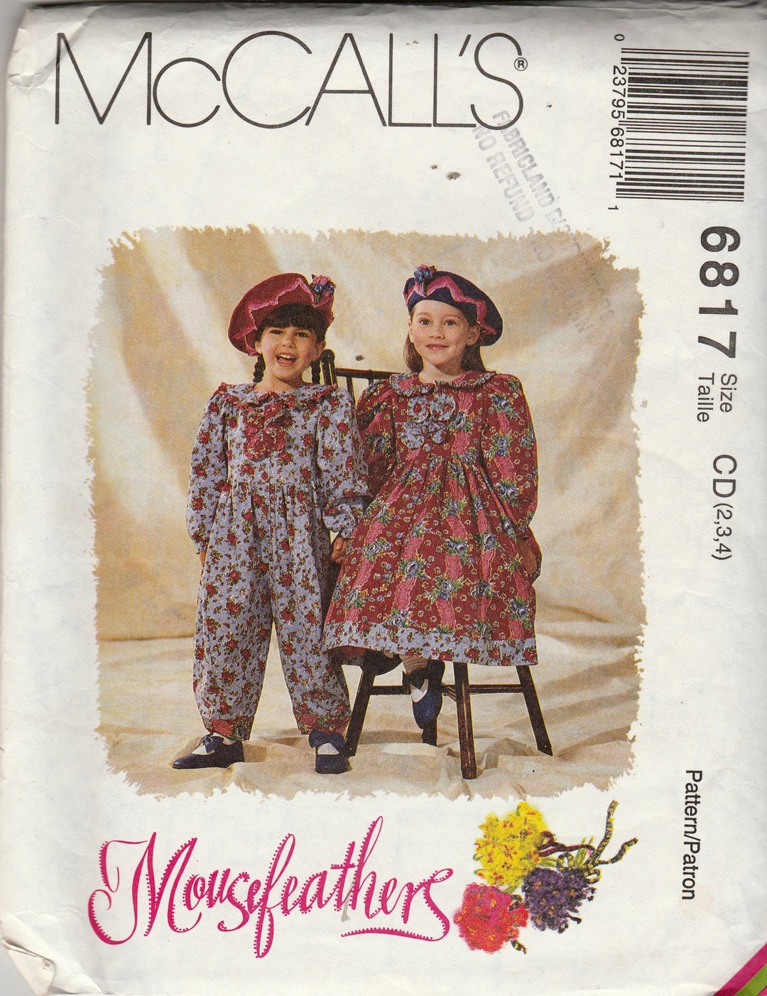 Sewing Pattern Mccalls 6817 Children's Jumpsuit and Dress, Size 2,3,4 ...