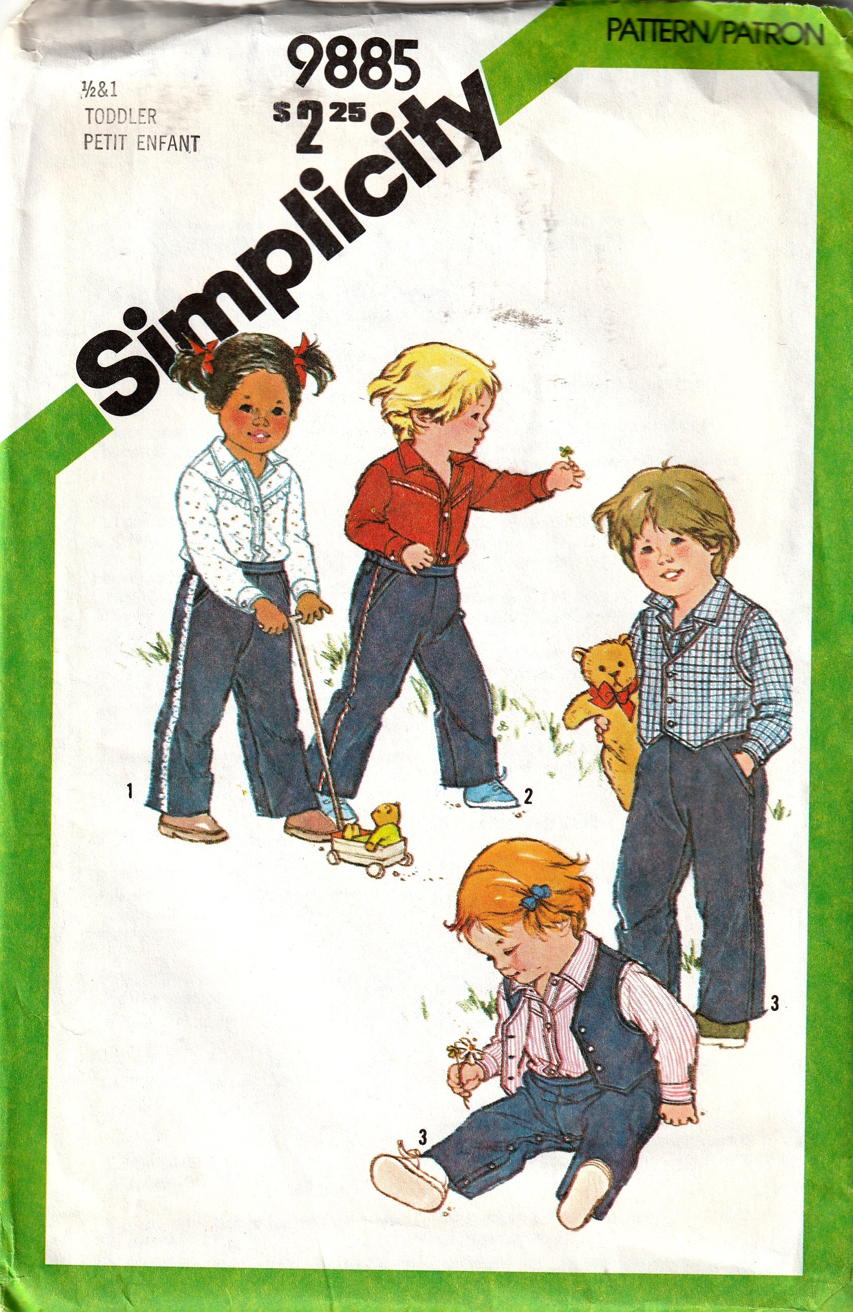 Sewing Pattern Simplicity 9885 Vintage Toddlers' Outfits, Size 0.5 & 1 ...