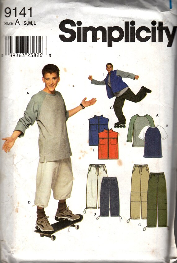 Sewing Pattern Simplicity 9141 Teen Boys' Pants Vest & | Etsy