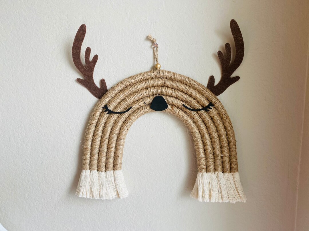 Reindeer Macrame Rainbow Christmas Decoration Boho Holiday Decor ...