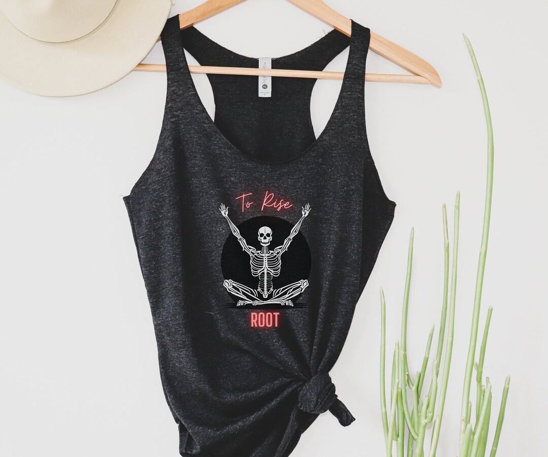 Root to Rise Skeleton Tank Top Skeleton Yoga Tank Top Halloween Workout ...