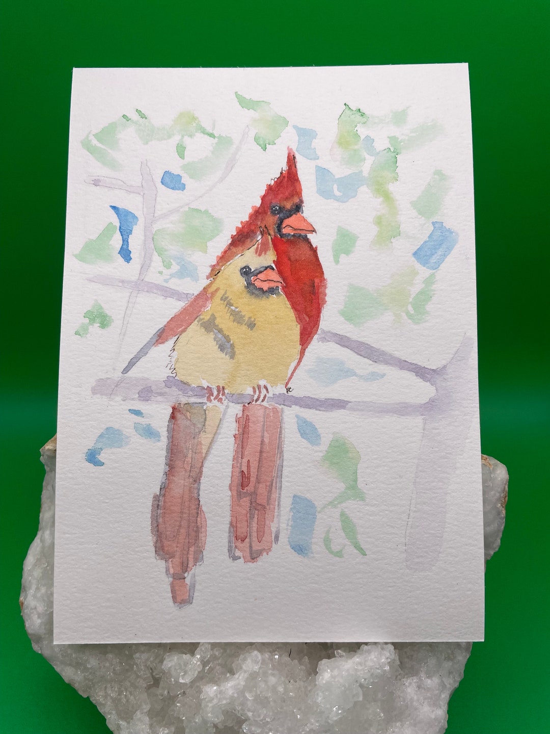 Watercolor Cardinal Postcards - Bird Painting - Greeting - Winter ...