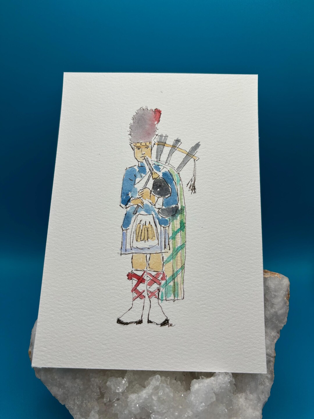 Piper Piping Postcard -12 Days of Christmas Art - Christmas Watercolor ...