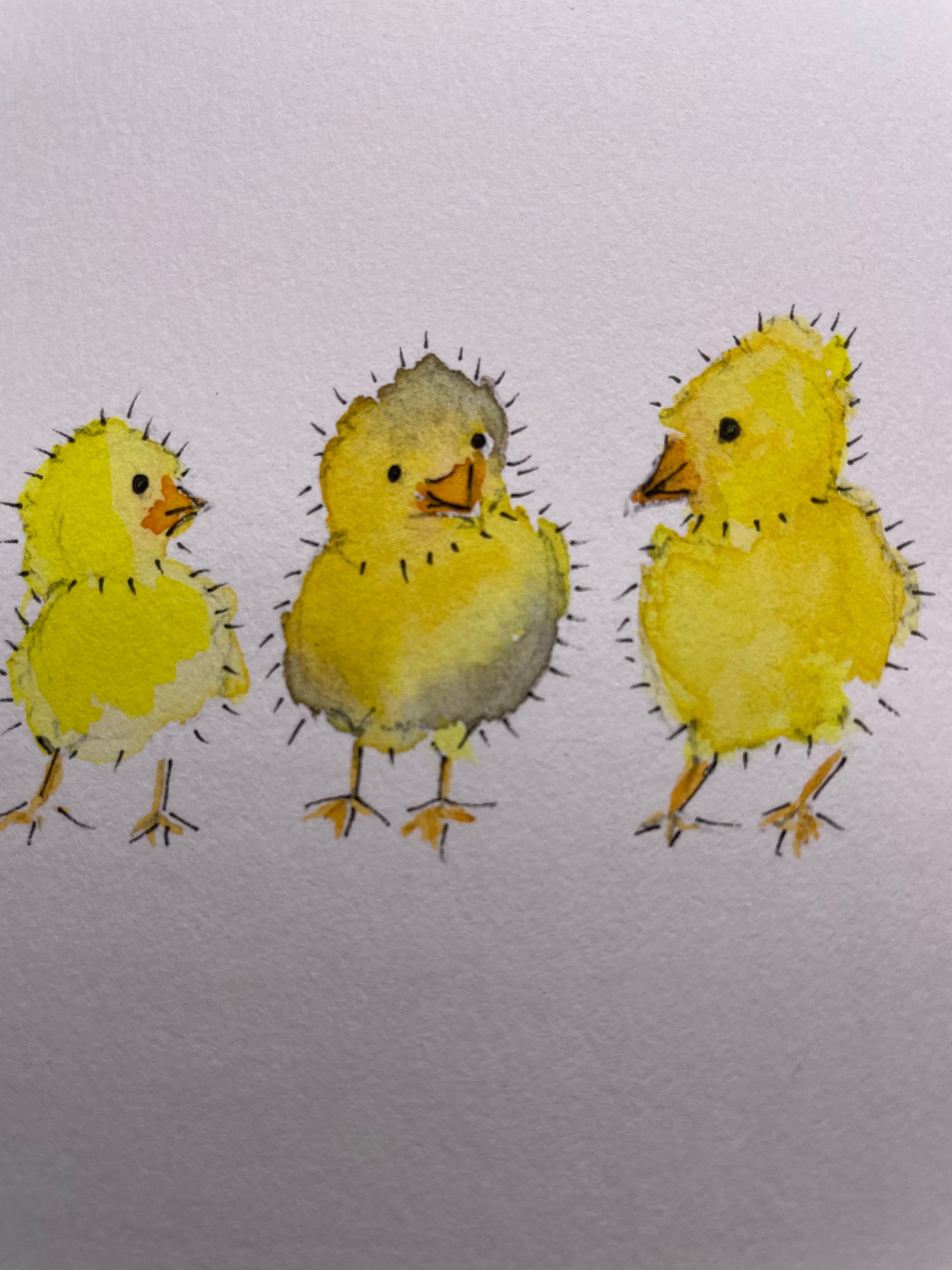 Baby Chicks Easter Watercolor - Chicks Peeps Easter Greeting Spring ...