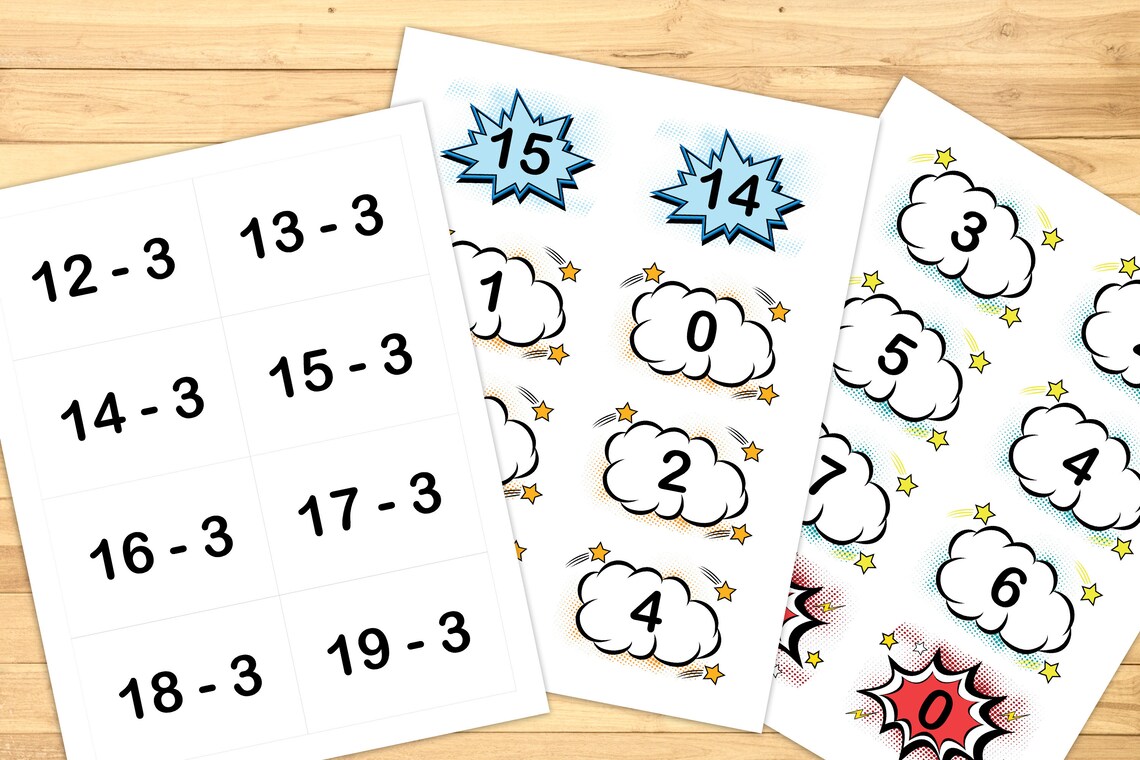 Subtraction Flash Cards, Math Printable Flash Cards, Printable ...
