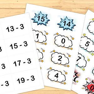 Subtraction Flash Cards, Math Printable Flash Cards, Printable ...