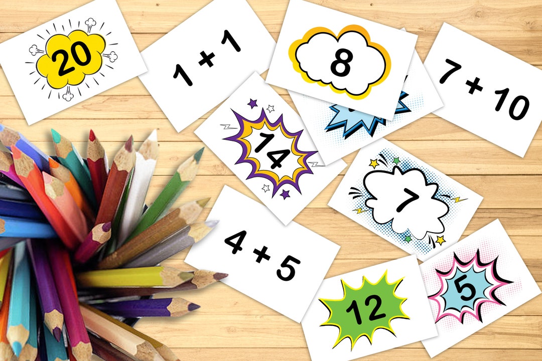 Addition Flash Cards, Math Printable Cards, Addition 0 - 20 ...