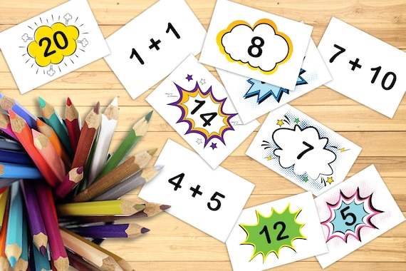 Addition Flash Cards Math Printable Cards Addition 0-10 - Etsy