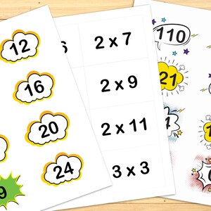 Multiplication Flash Cards, Math Printable Cards, Multiplication 0-12 ...