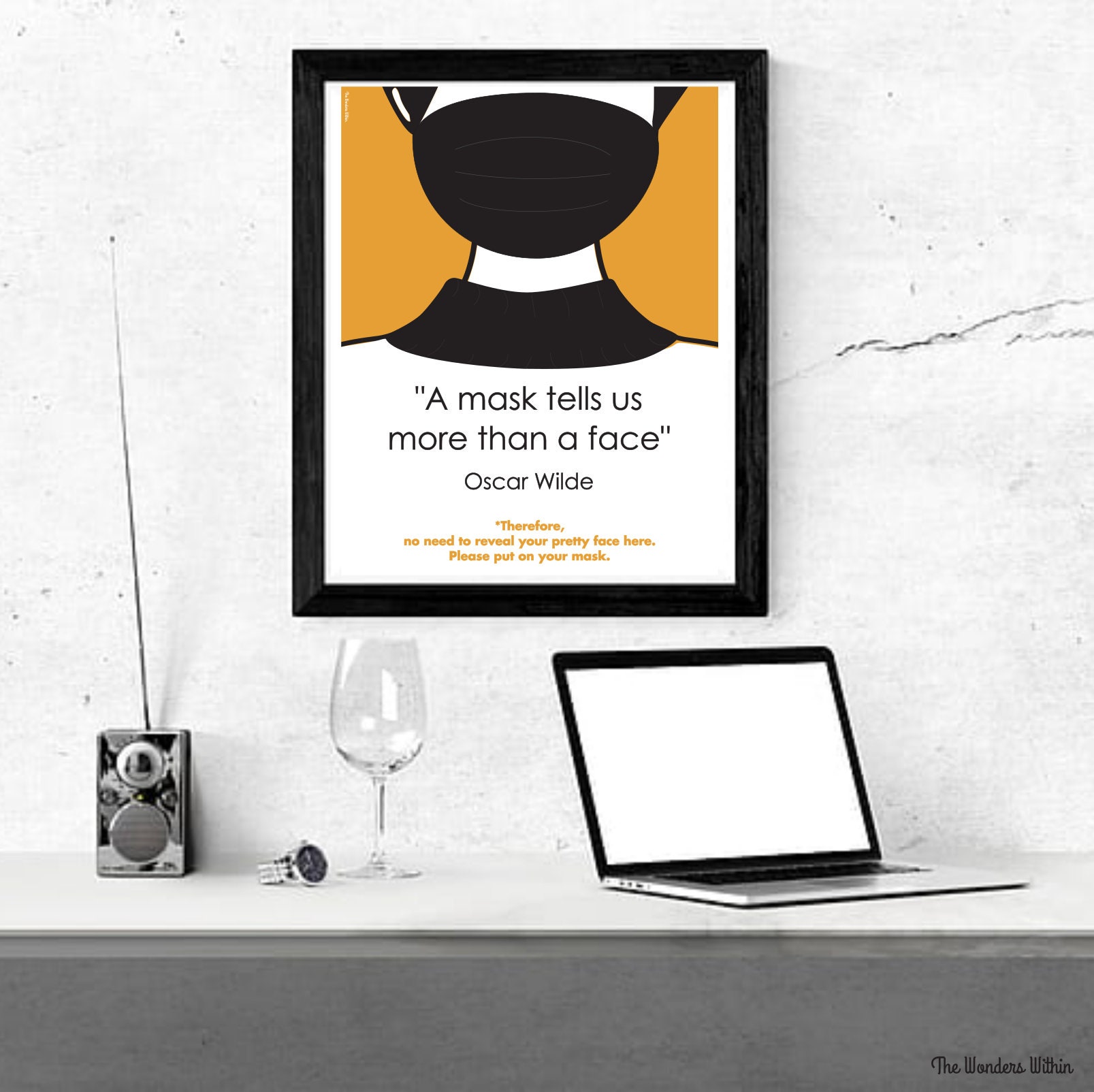 Printable Mask Required Poster Sign. Oscar Wilde Mask Quote Poster Sign ...