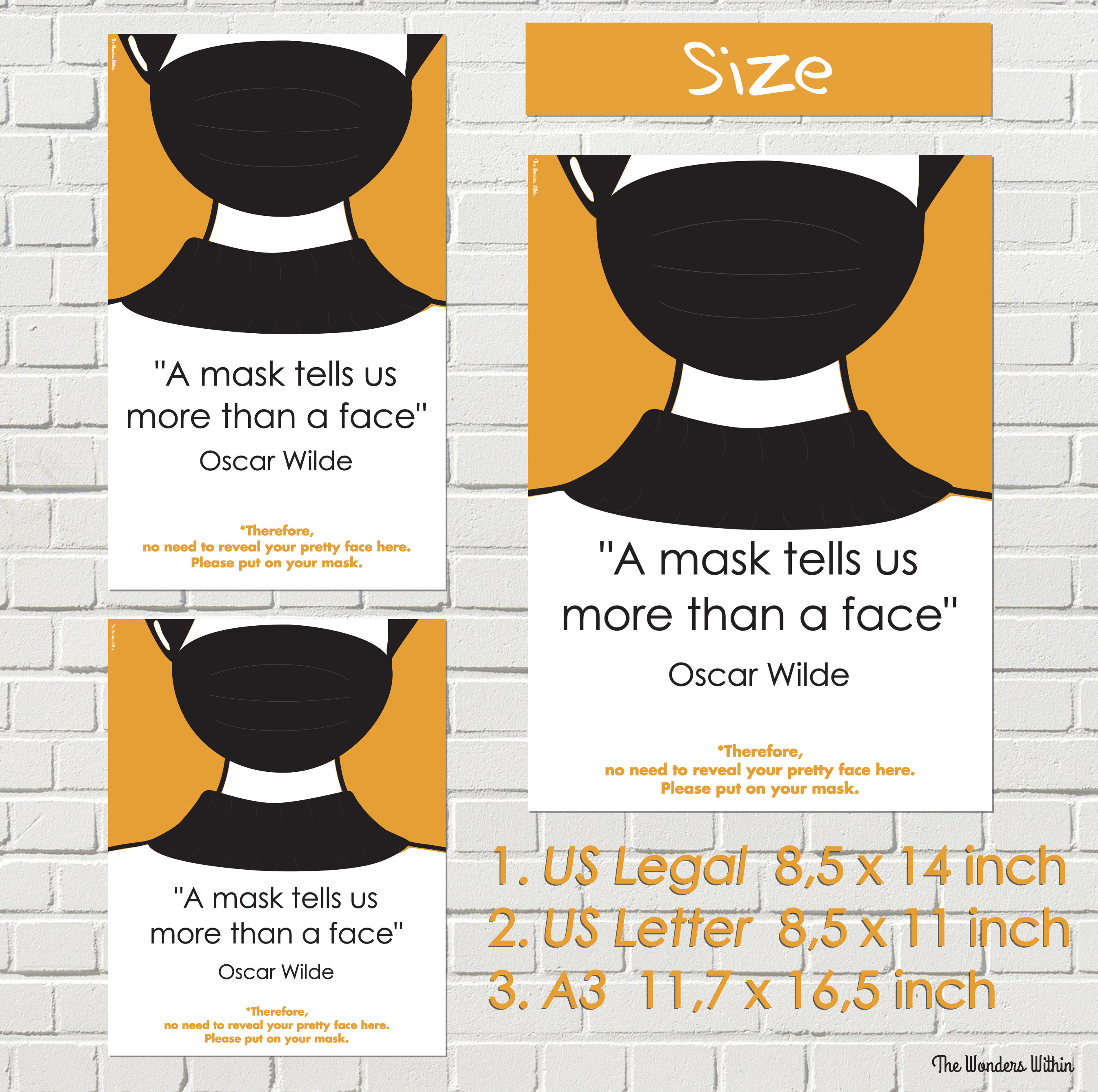 Printable Mask Required Poster Sign. Oscar Wilde Mask Quote Poster Sign ...