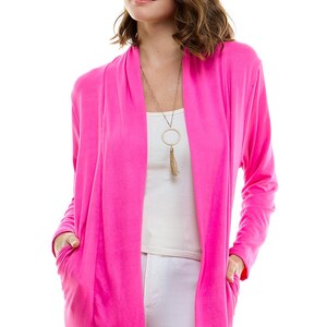 Hot Pink Fuchsia Sweater Cardigan, Convertible Meeting Jacket, Wedding ...