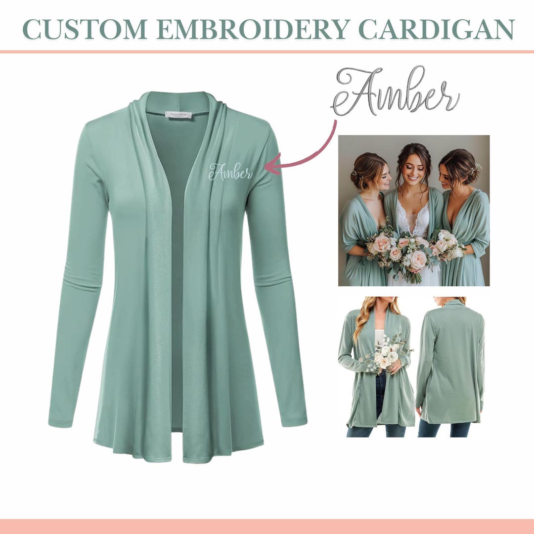 CUSTOM EMBROIDERY CARDIGAN Women's Casual Cardigan and Soft Basic Long ...