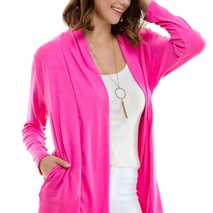 Hot Pink Fuchsia Sweater Cardigan, Convertible Meeting Jacket, Wedding ...