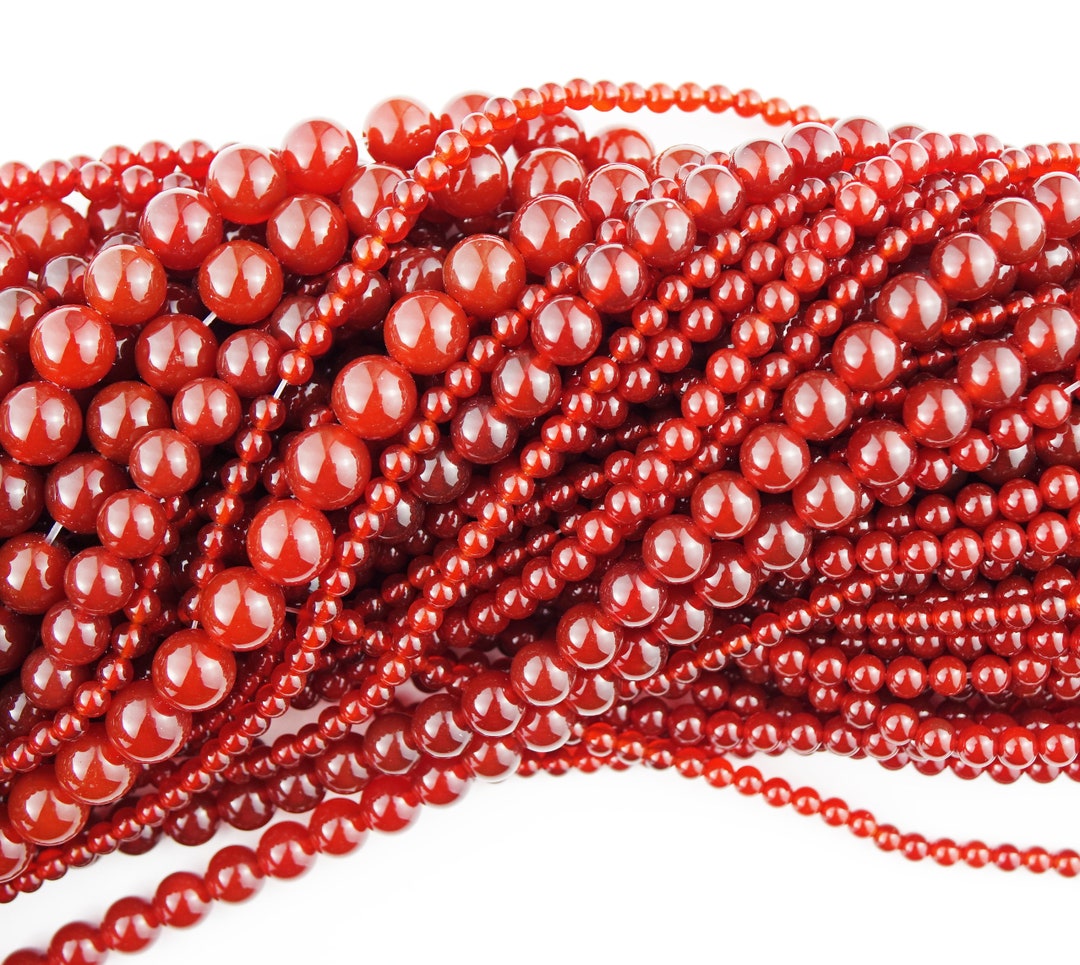20 Beads of Red CORNALINE Semi-precious Natural Round Stone, 4mm 6mm ...