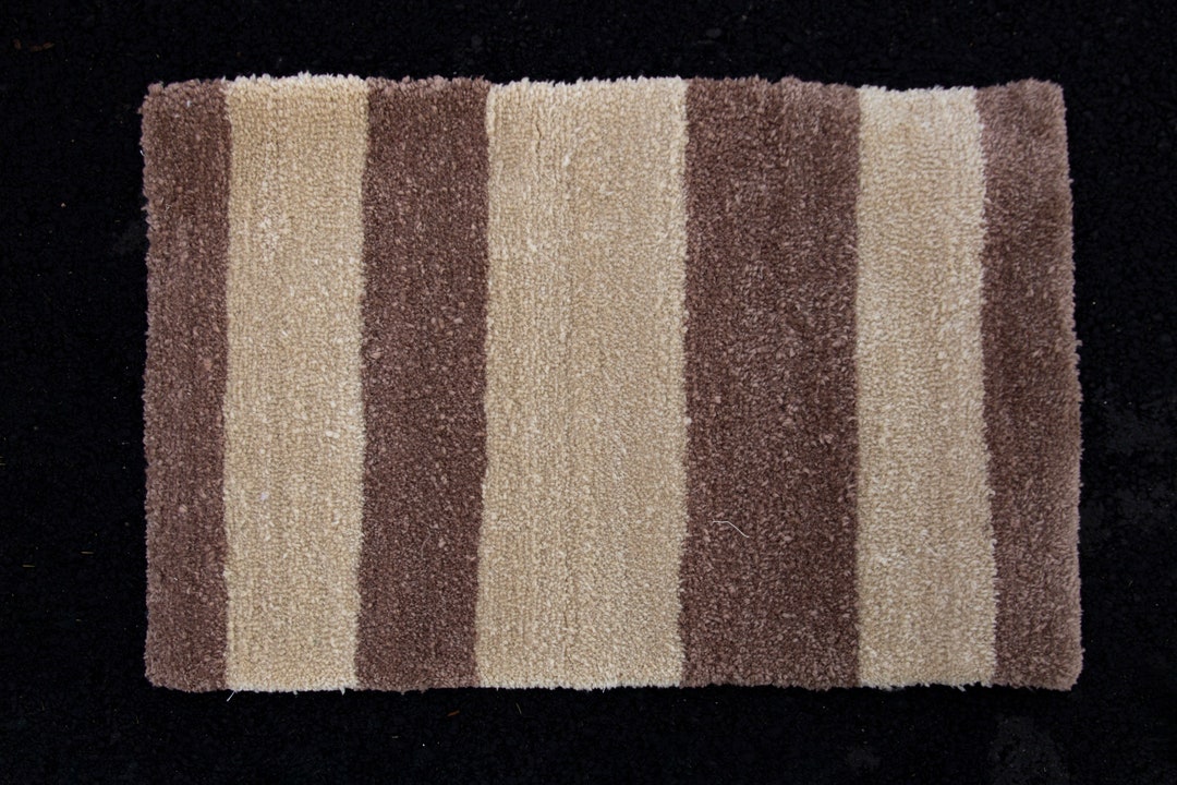 Handmade Tan and Brown Striped Rug Handmade Rug 2 Feet X 3 - Etsy