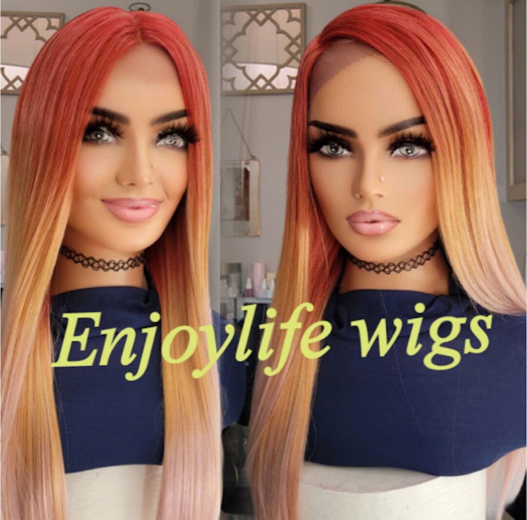Straight Balayage Ombre Fire Dipped Lavender Color Blast H.D Lace Front ...